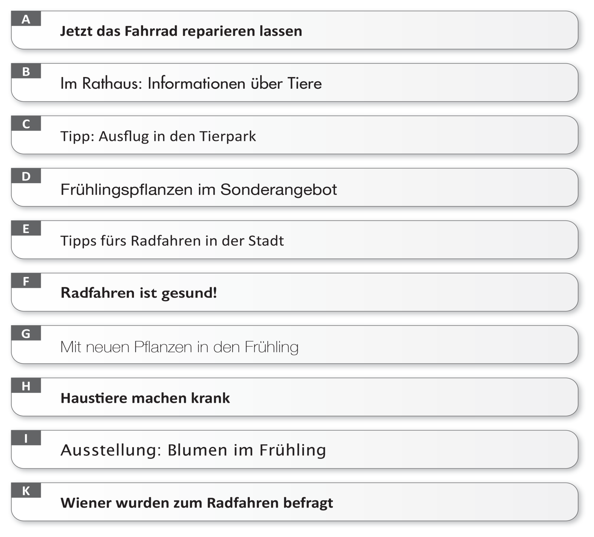 A2.1 – Lesen – German Language Exam